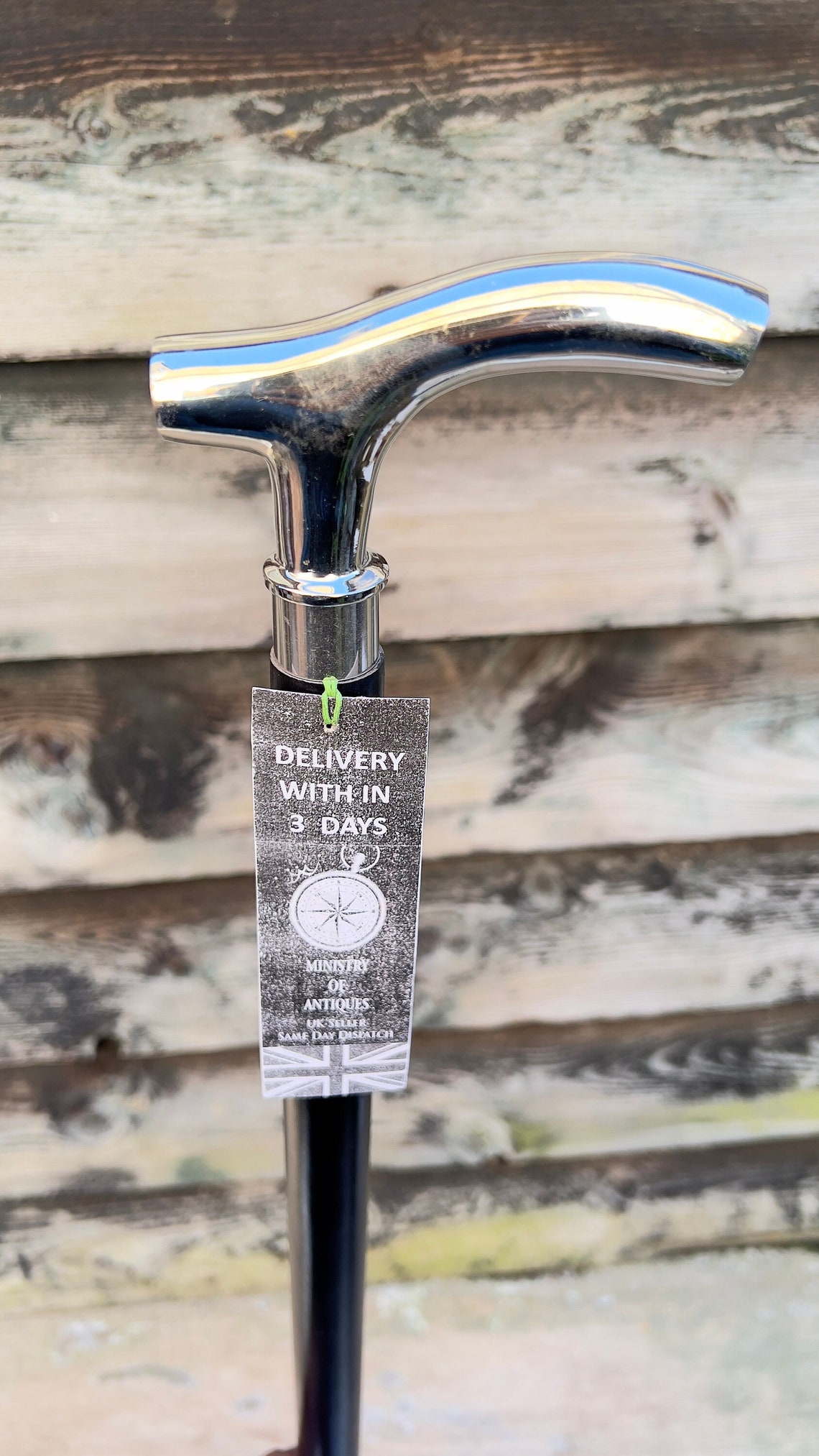 Classic Foldable Black Wooden Walking Stick With Silver Derby Handle ...