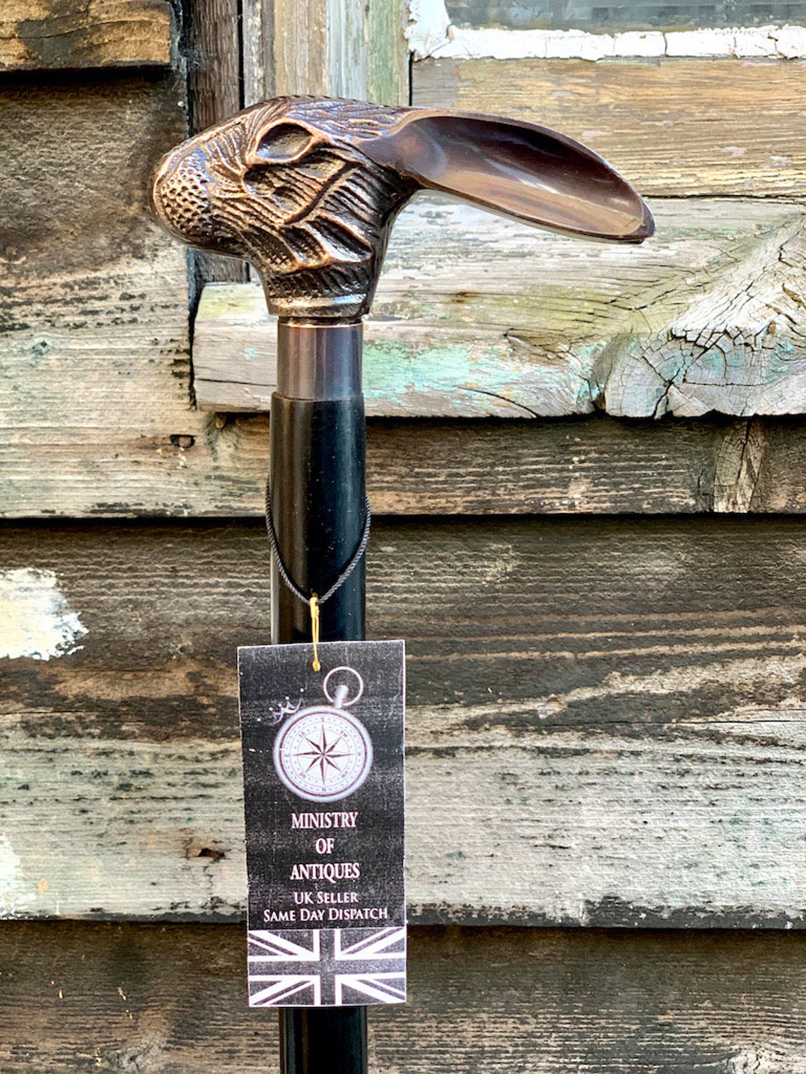 Rabbit Head Designer Antique Style Handle Wooden Walking Stick | Etsy