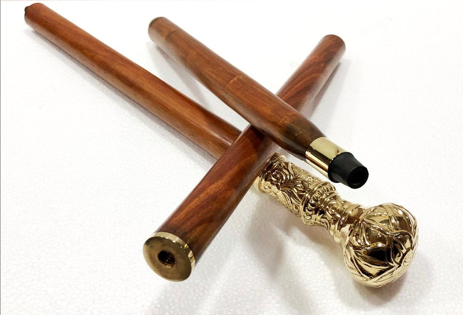 Antique Design Flower Handle Solid Brass Stylish Hard Wood - Etsy UK