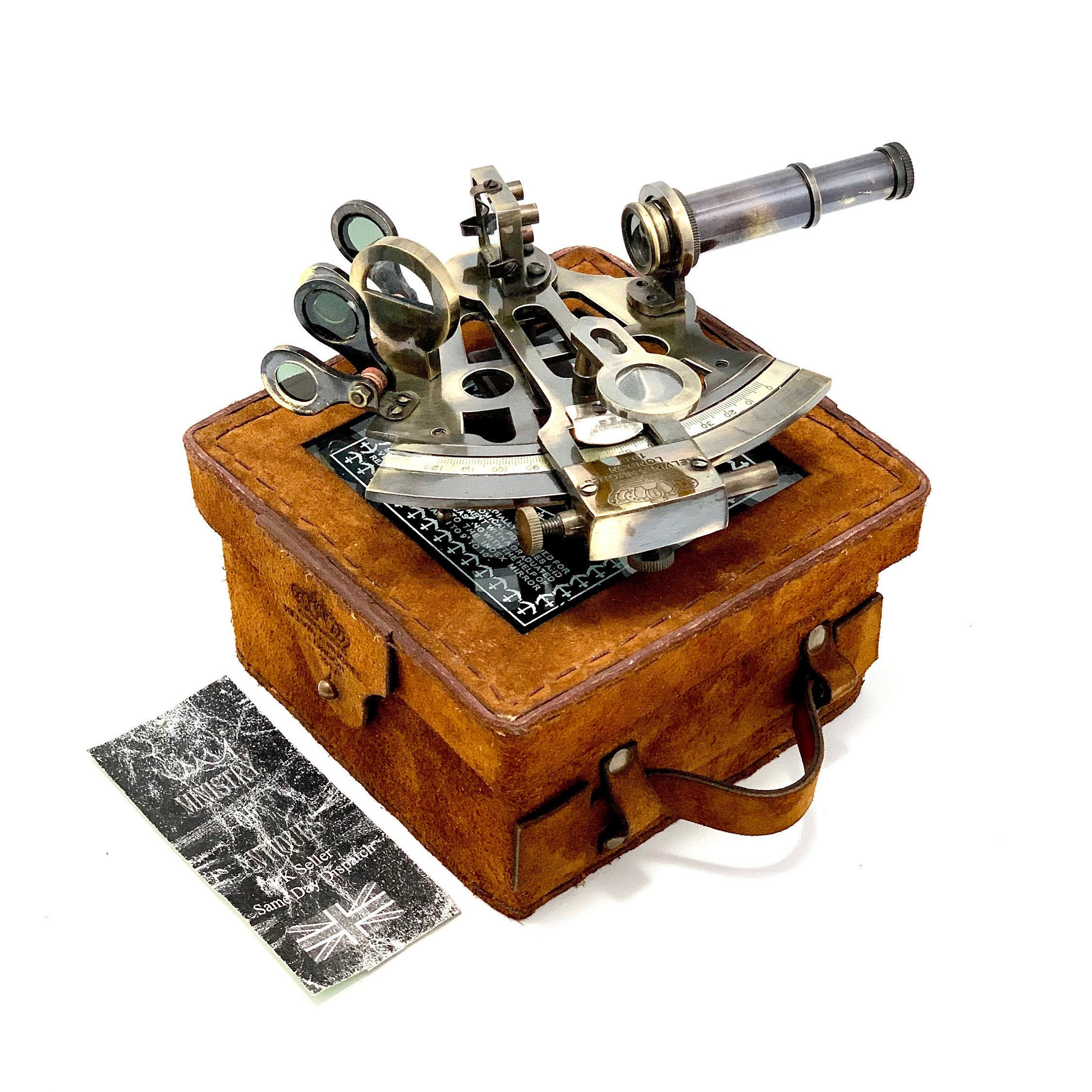 Sextant With Genuine Leather Box Nautical Navigation - Etsy