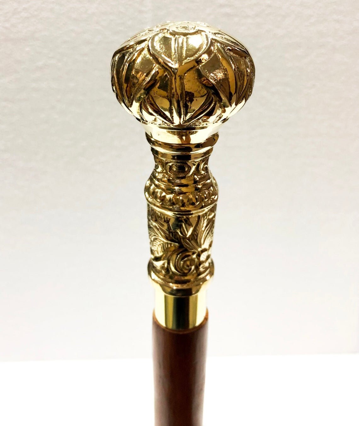 Antique Design Flower Handle Solid Brass Stylish Hard Wood - Etsy UK