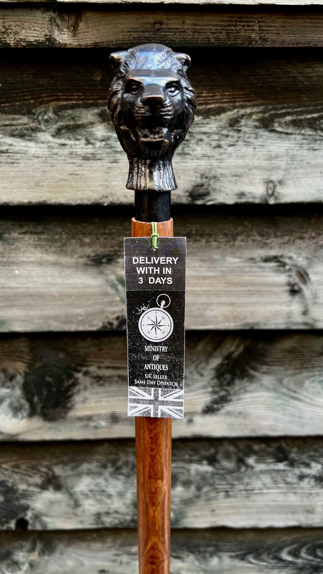 Handcrafted Lion Handle Walking Stick - Elegant and Sturdy Cane for ...