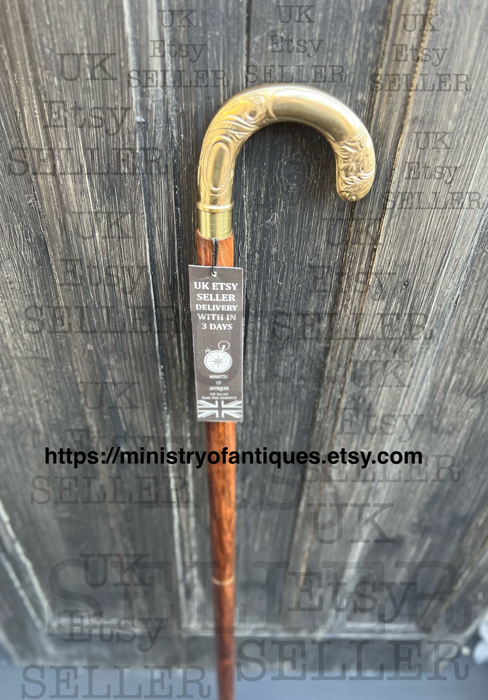 Derby Curved Handle Wooden Walking Cane Stick Polished Foldable ...