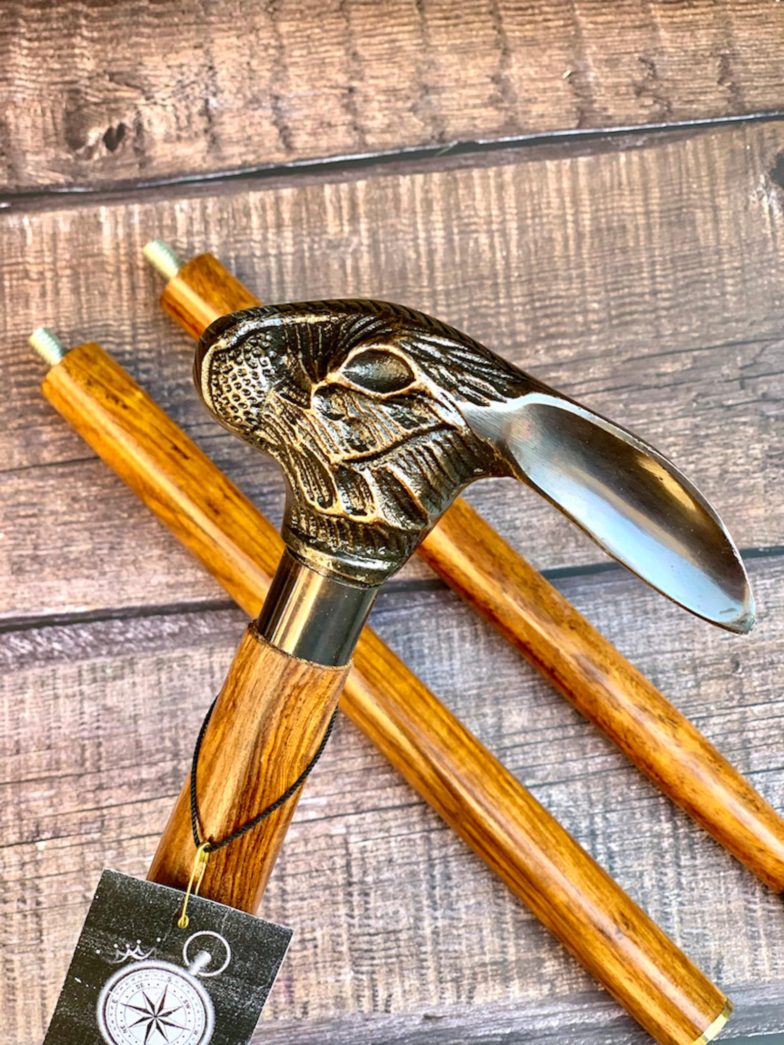 Rabbit Head Designer Antique Style Handle Wooden Walking Stick Handmade ...