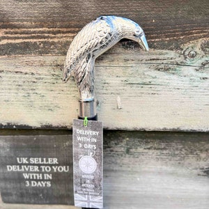 Exquisite Foldable Black Wooden Walking Stick With Silver Raven Handle ...