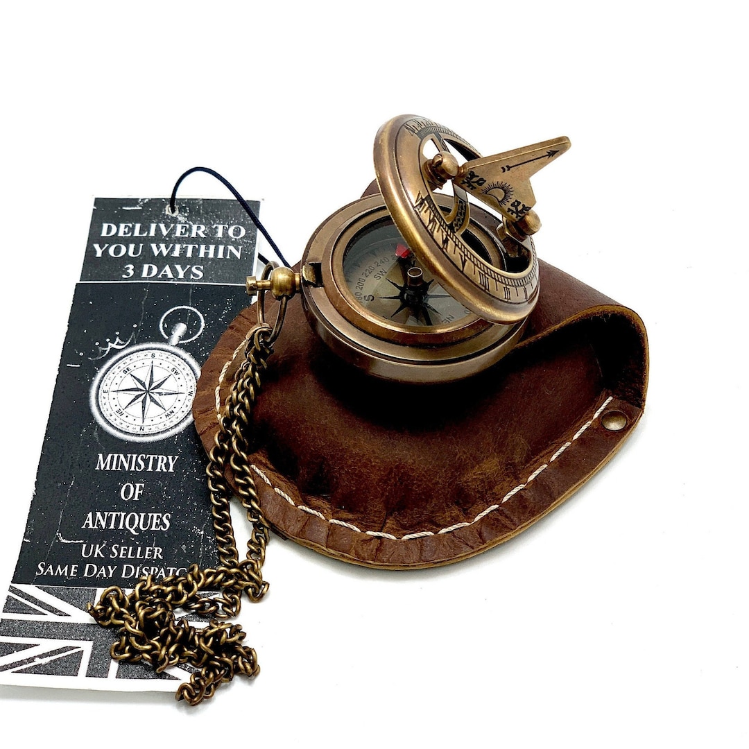 Sundial Pocket Compass Personalised Compass, Handmade Compass ...