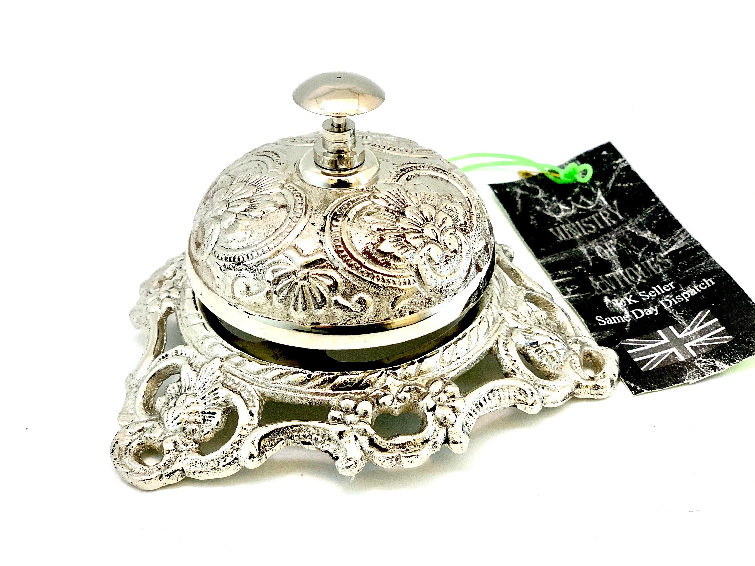 Vintage Embossed Table Desk Bell Shiny Silver Colour Finish Bell ...