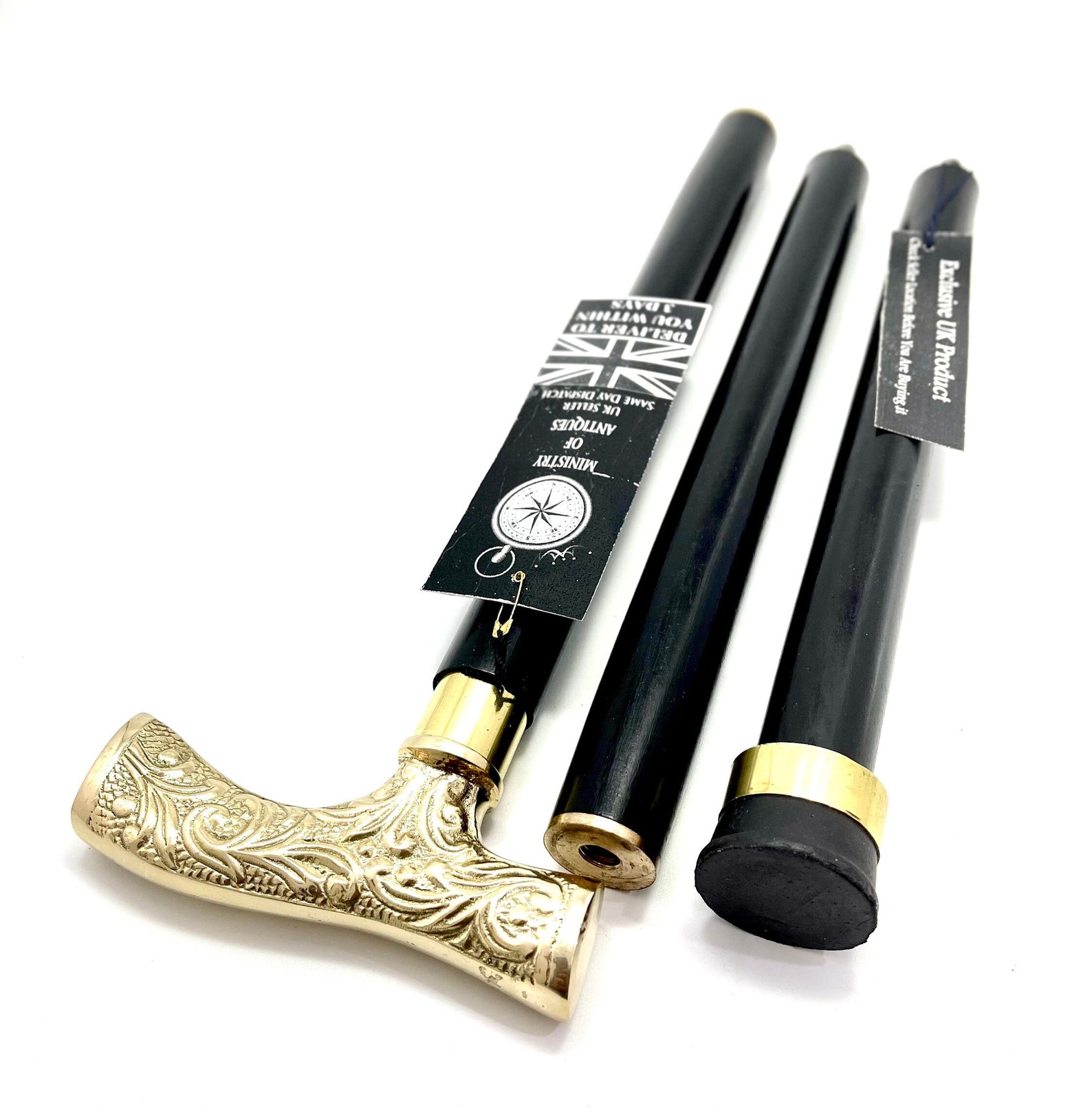 Elegant Curved Handle Antique Design Brass Stylish Hardwood - Etsy UK