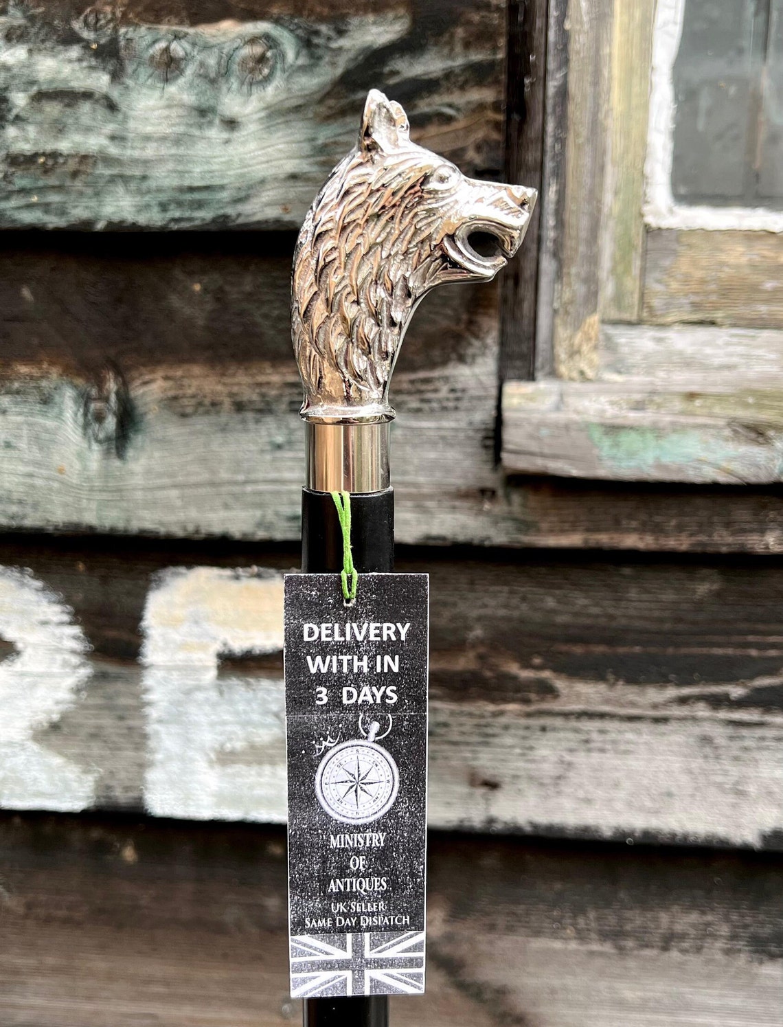 Stylish Foldable Wooden Walking Stick With Wolf Handle - Available in ...