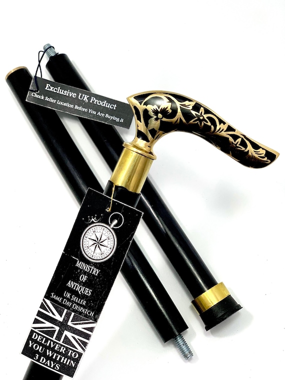 Elegant Curved Handle Antique Design Brass Stylish Hardwood - Etsy