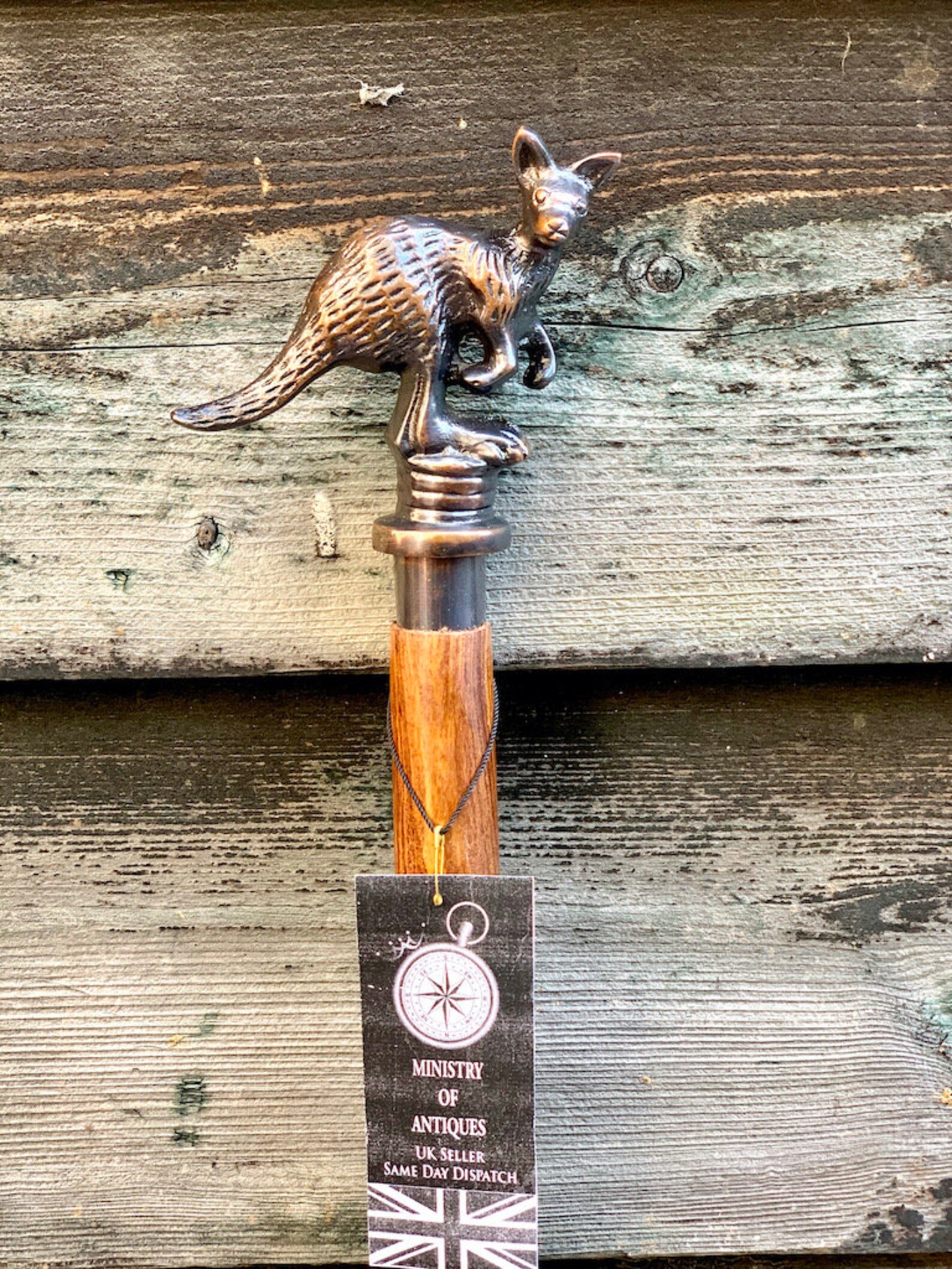 Kangaroo Designer Antique Style Handle Wooden Walking Stick - Etsy