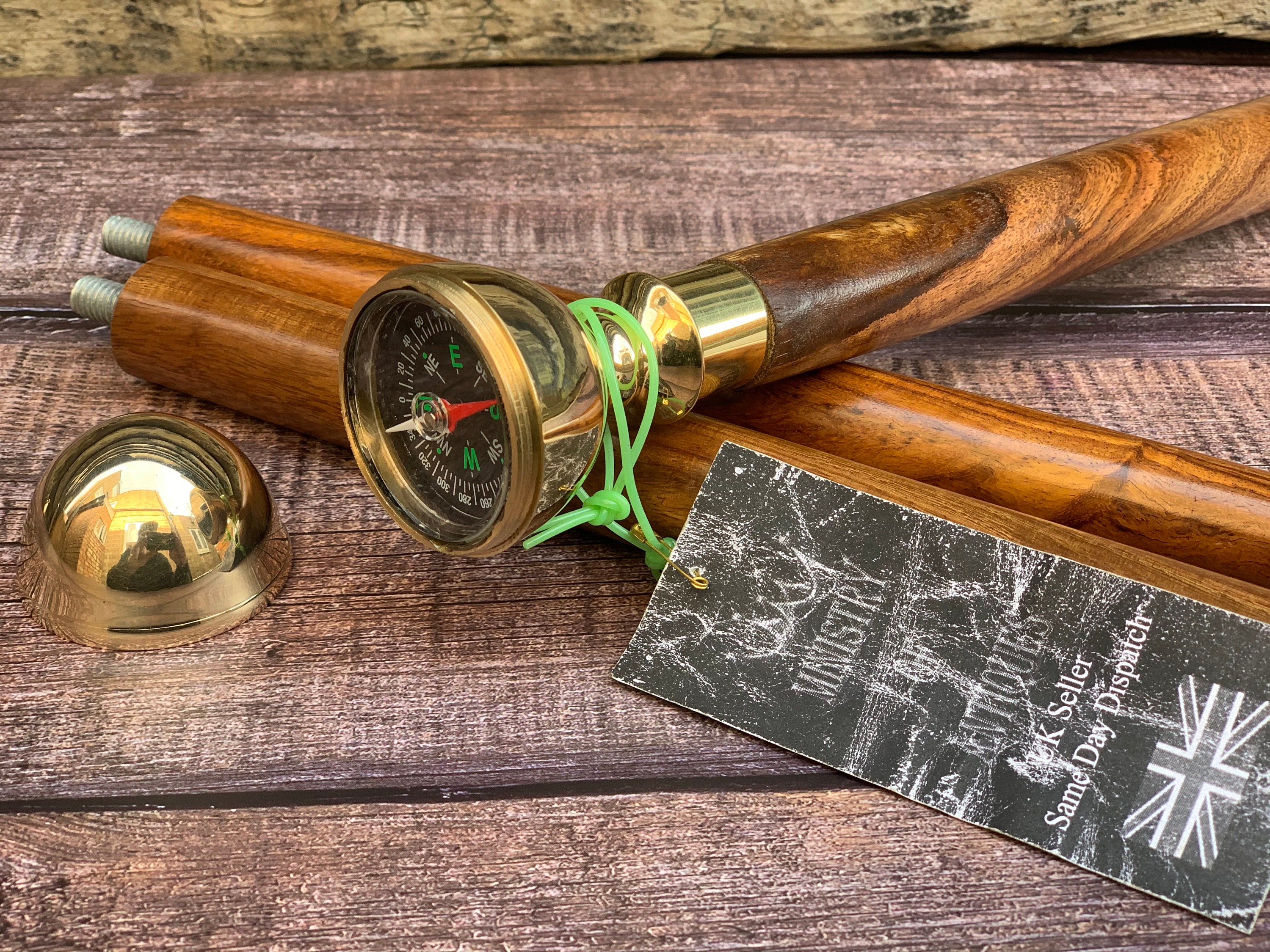 Spy Hidden Compass Handle Walking Cane Royal Engineers Oval Shaped ...