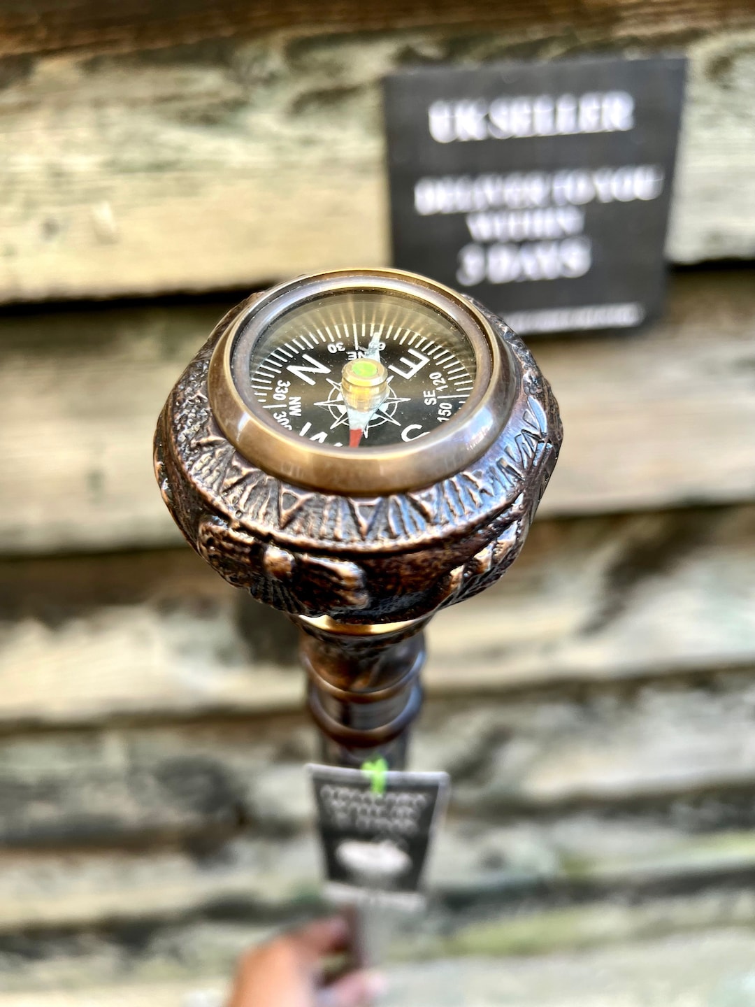 Compass Handle Find Your Way Handcrafted Wooden Walking Stick With ...