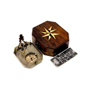 Antique Nautical Sundial Pendulum Compass Engrave Gilbert & Sons London ...