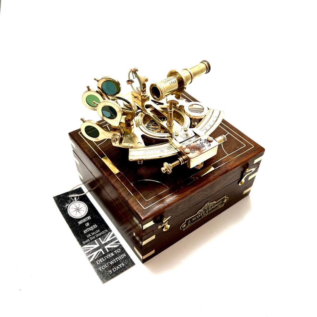 Antique Brass Sextant - Navigational Tool for Astronomy and Marine ...