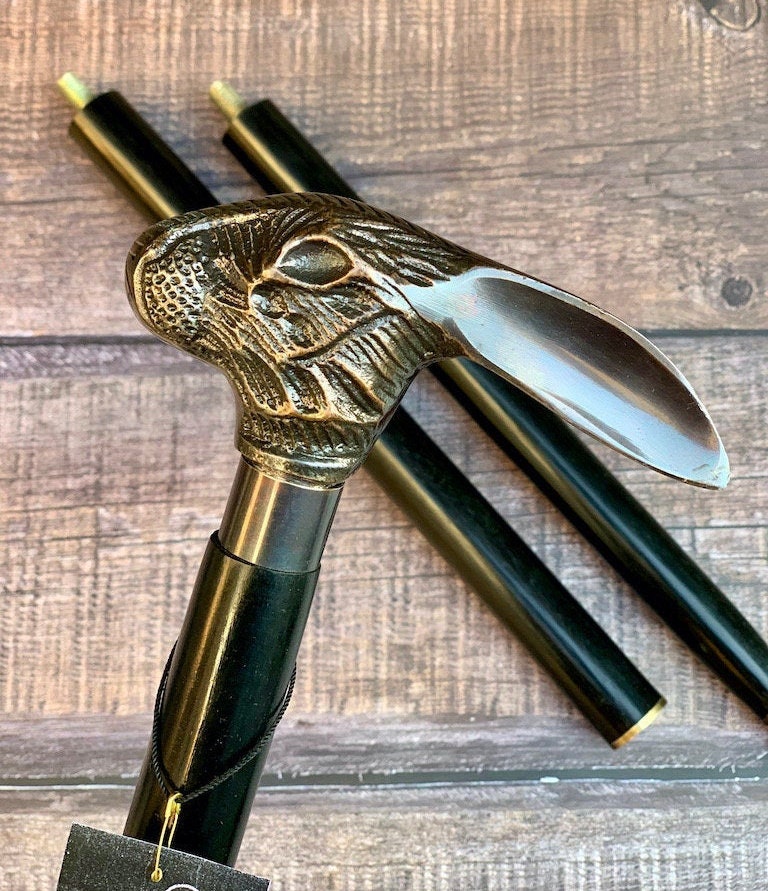 Rabbit Head Designer Antique Style Handle Wooden Walking Stick - Etsy UK