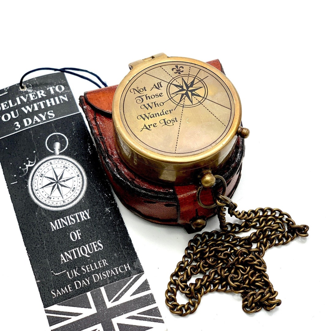 Engraved Personalised Pocket Compass Brass Nautical Compass, Handmade ...