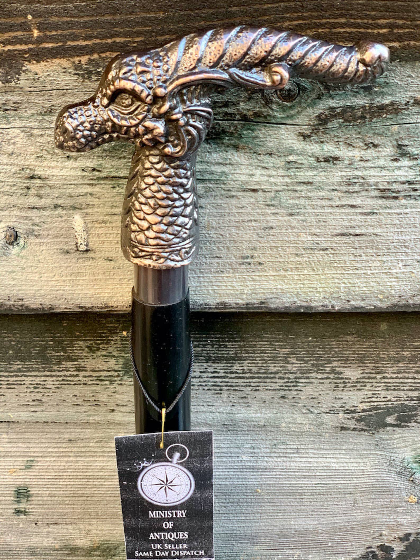 Dragon Head Designer Antique Style Handle Wooden Walking Stick | Etsy