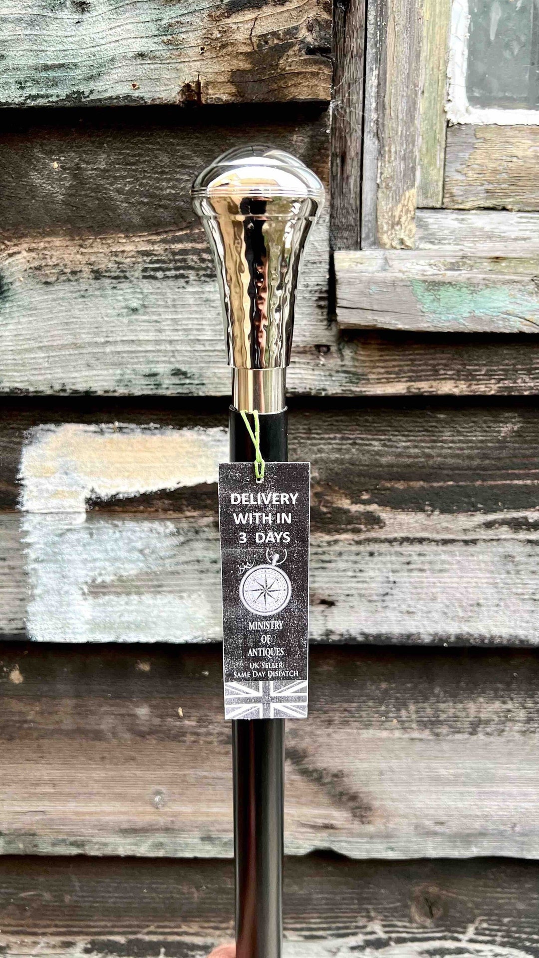 Round Silver Colour Handle Elegant Sturdy Black Colour Foldable Wooden ...