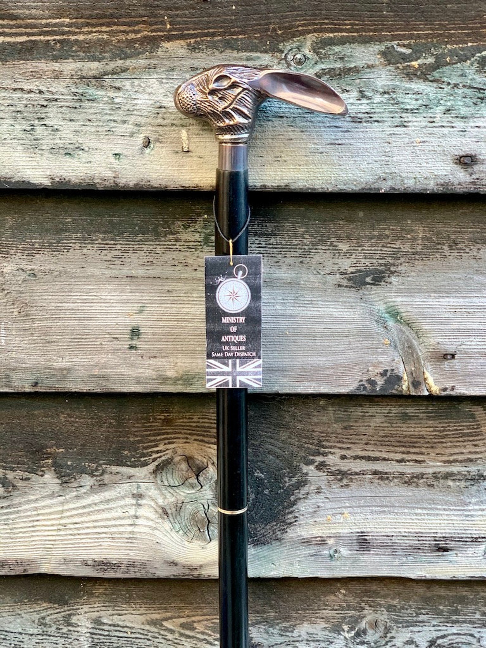 Rabbit Head Designer Antique Style Handle Wooden Walking Stick Handmade ...