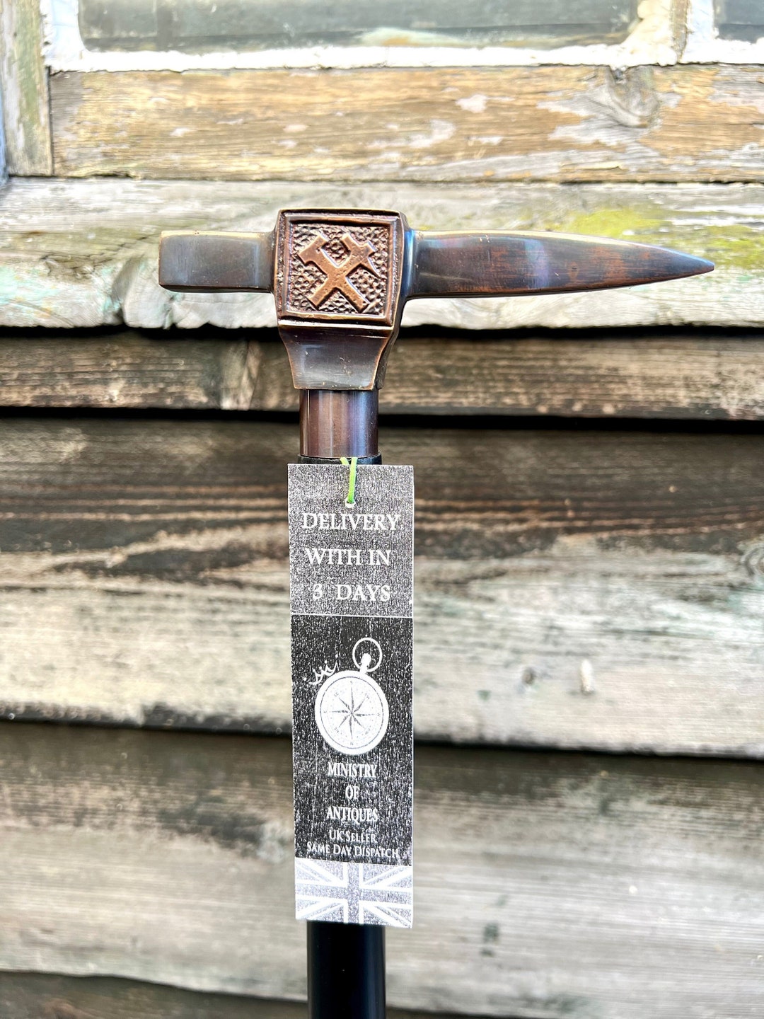 Hammer Handle Elegant Sturdy Black Colour Foldable Wooden Walking Stick ...