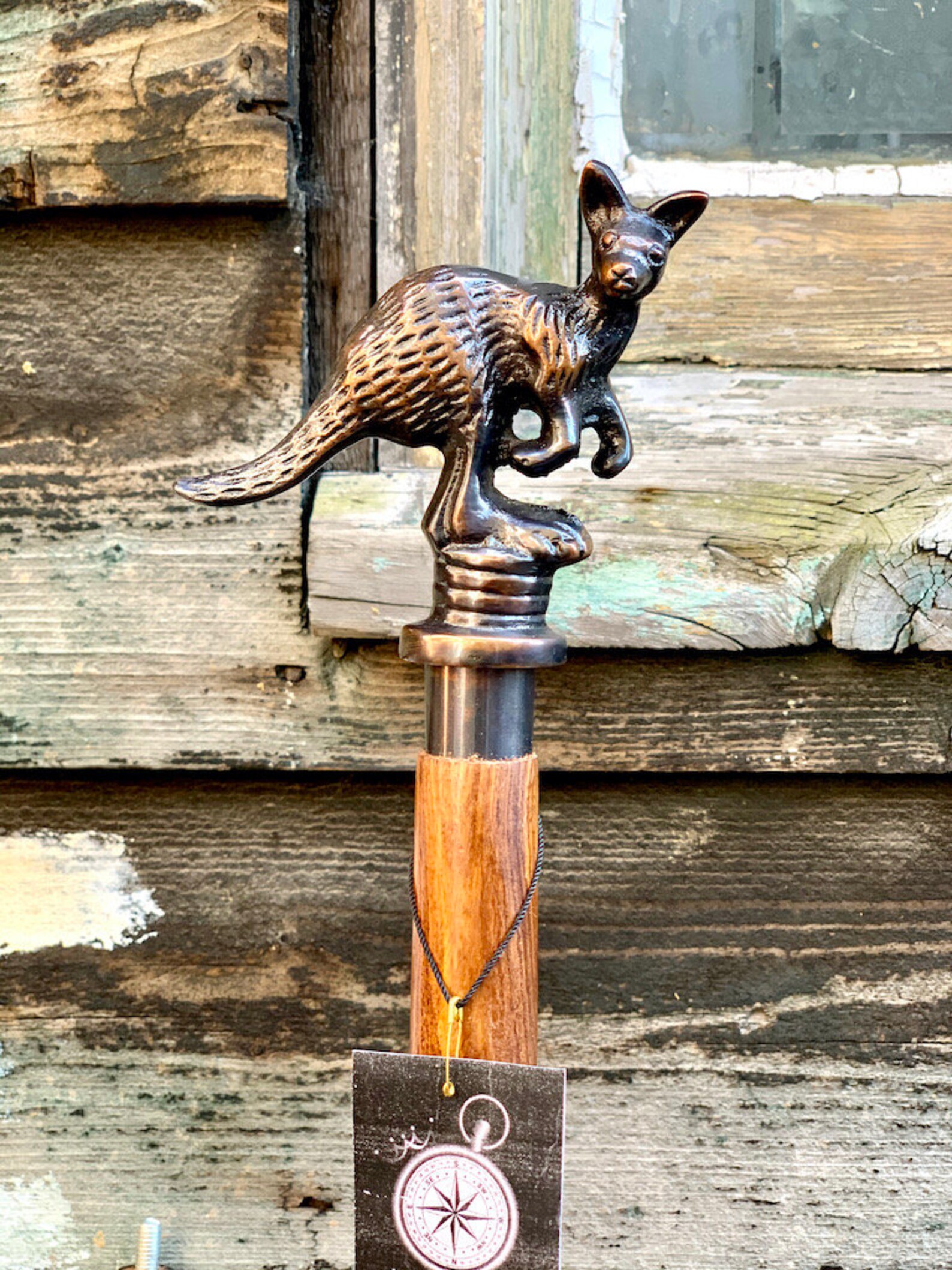 Kangaroo Designer Antique Style Handle Wooden Walking Stick - Etsy
