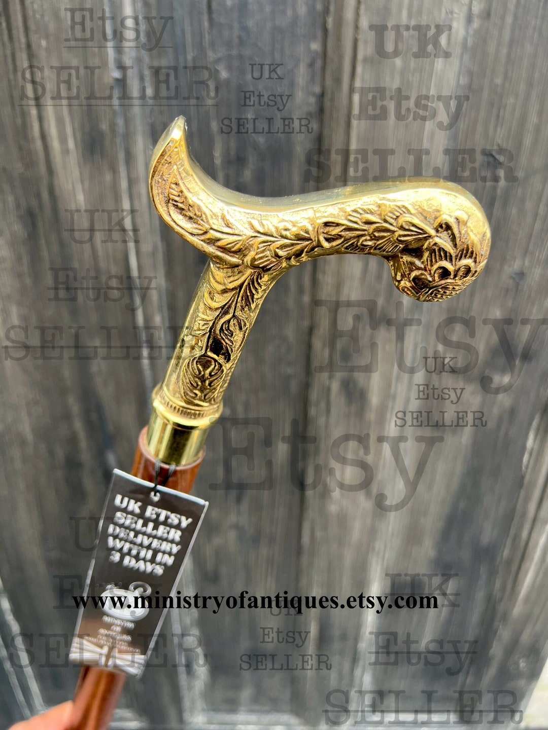 Curved Handle Wooden Walking Cane Stick Polished Foldable Handcrafted ...