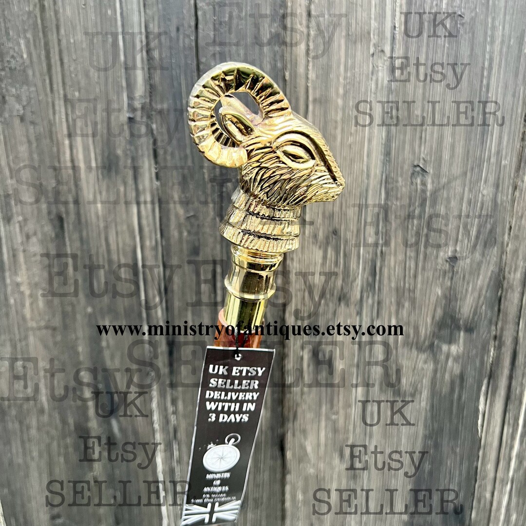 Deer Handle Wooden Walking Cane Stick Polished Foldable Handcrafted ...