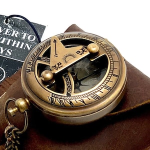 Sundial Pocket Compass Personalised Compass, Handmade Compass ...