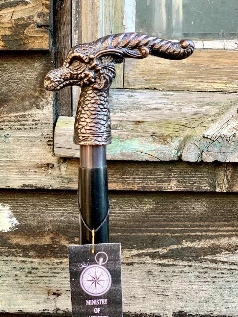 Dragon Head Designer Antique Style Handle Wooden Walking Stick - Etsy