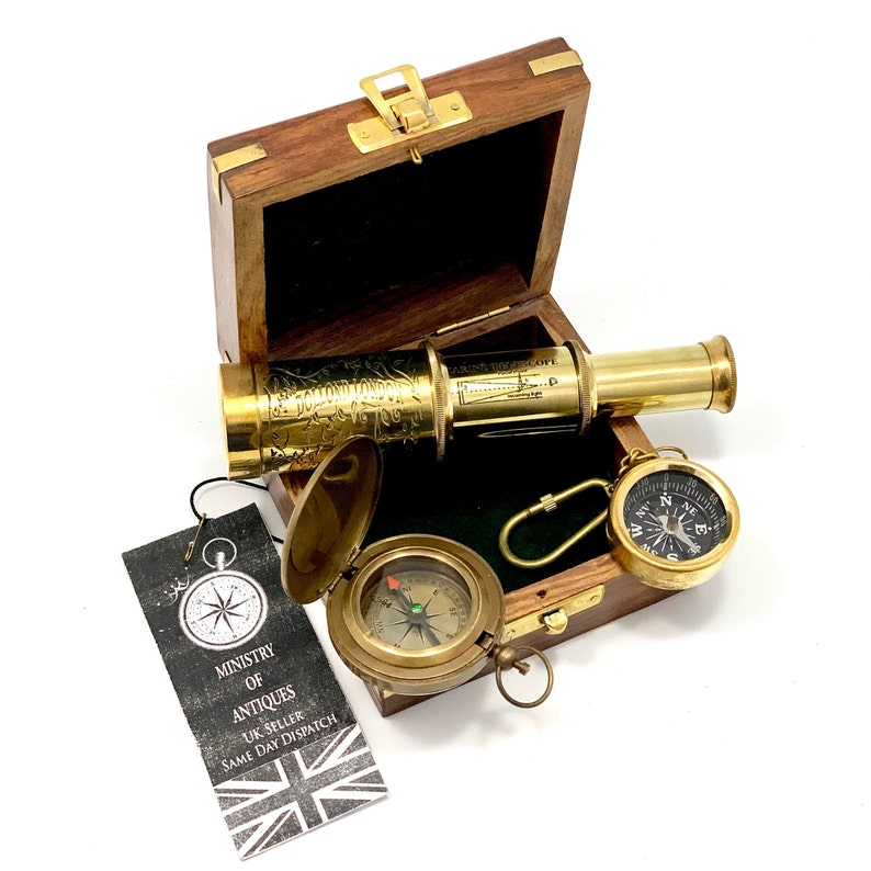 Antique Nautical Gift Set Brass Compass Compass Key Ring and | Etsy