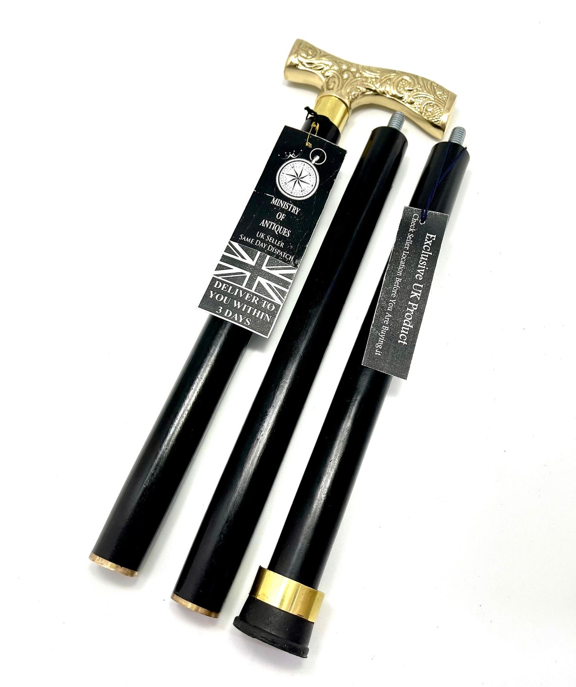 Elegant Curved Handle Antique Design Brass Stylish Hardwood - Etsy UK