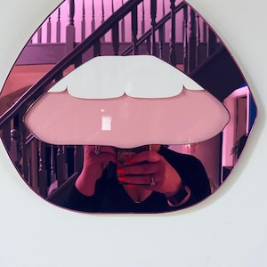 Glamorous Large Pink Lip Mirror - Statement Lip Decor - Acrylic Wall ...