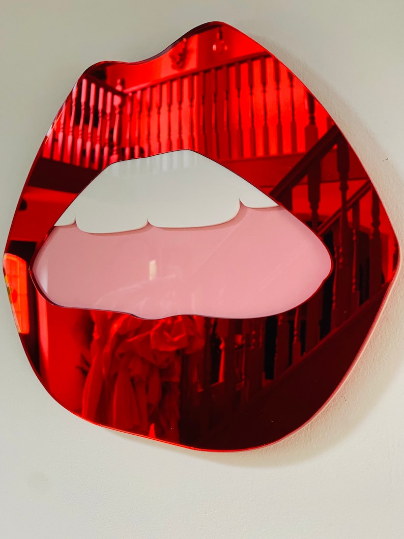 Glamorous Large Red Lip Mirror - Statement Lip Decor - Acrylic Wall Art ...