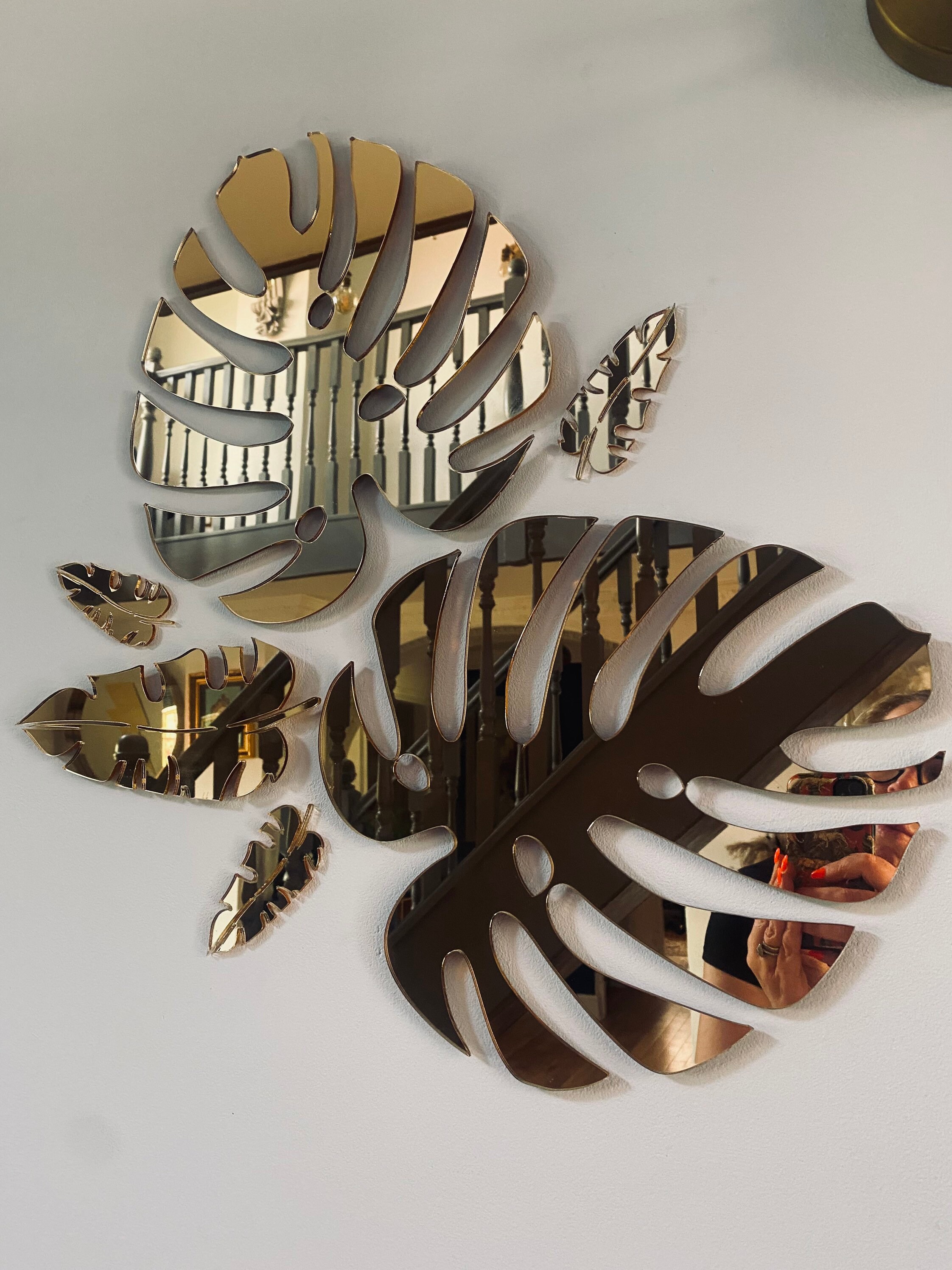 Large Mirrored Leaf Acrylic Mirror Leaf Wall Decor - Etsy