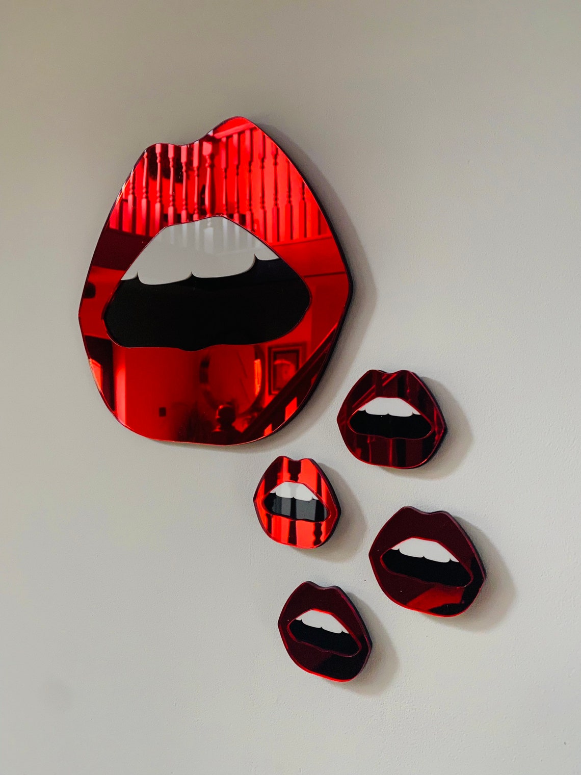 MINI Red Acrylic Lip Mirror: Gallery Wall Decor (11x9cm) - Etsy