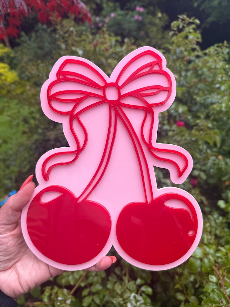Coquette Cherry Acrylic Wall Art – Y2K Room Decor With Bow - Etsy