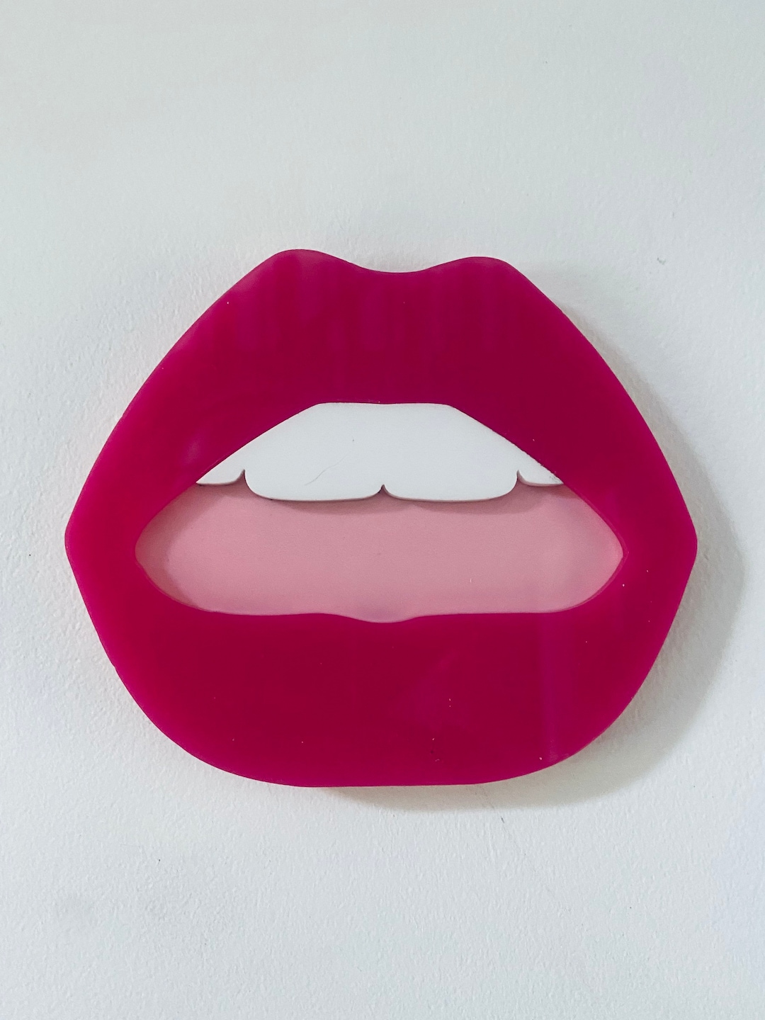 LARGE HOT Pink Lips - Acrylic - Lip Decor - Hot Pink Lips With Pink - Etsy