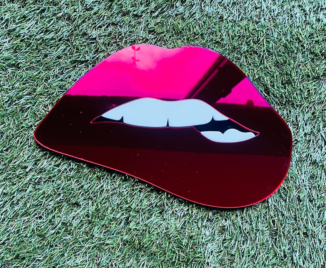 Red Biting Lips Mirror - Acrylic Mirror - Lip Decor - Red Lips - Etsy