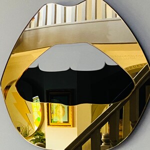 LARGE Gold Lip Mirror Acrylic Mirror Lip Decor Gold Lips With Black - Etsy