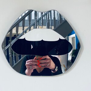 LARGE Silver Lip Mirror - Acrylic Mirror - Lip Decor - Silver Lips With ...