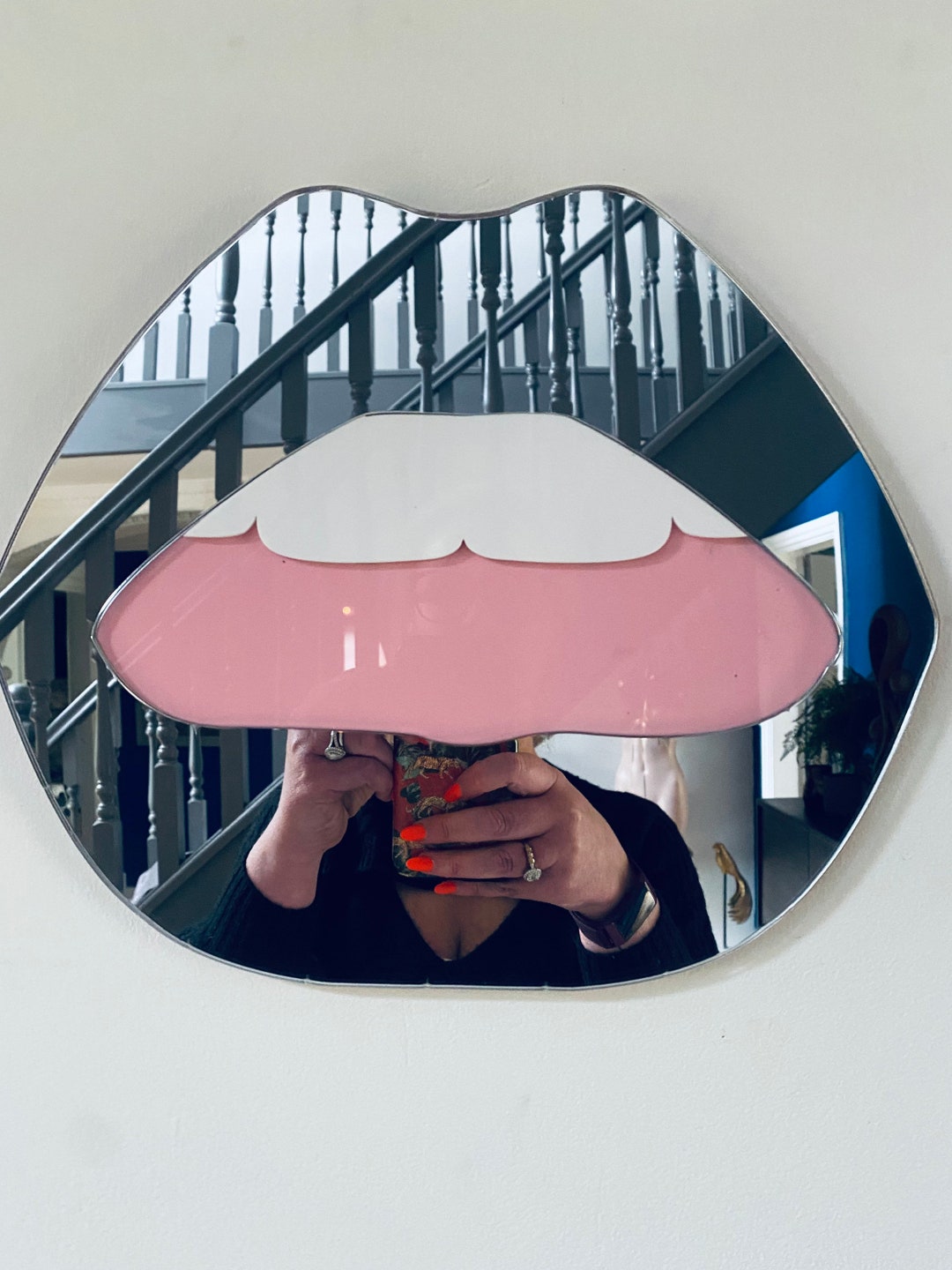 LARGE Silver Lip Mirror - Acrylic Mirror - Lip Decor - Silver Lips With ...