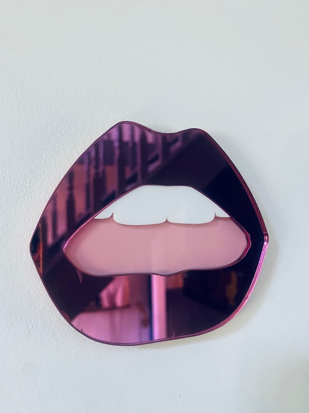 MINI Pink Lip Mirror - Acrylic Mirror - Lip Decor - Pink Lips With Pink ...