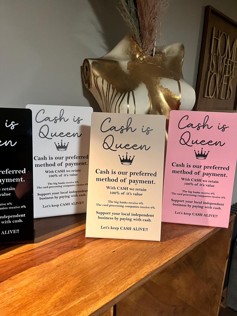 Cash is Queen/king Business Sign - Self Standing - Etsy