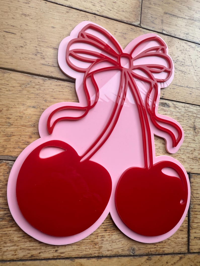 Coquette Cherry Acrylic Wall Art – Y2K Room Decor With Bow - Etsy