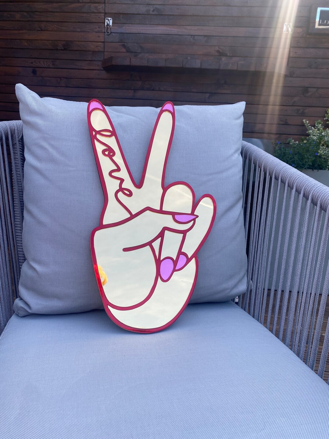 Gold Peace Sign Mirror: Acrylic Hand Wall Art - Etsy