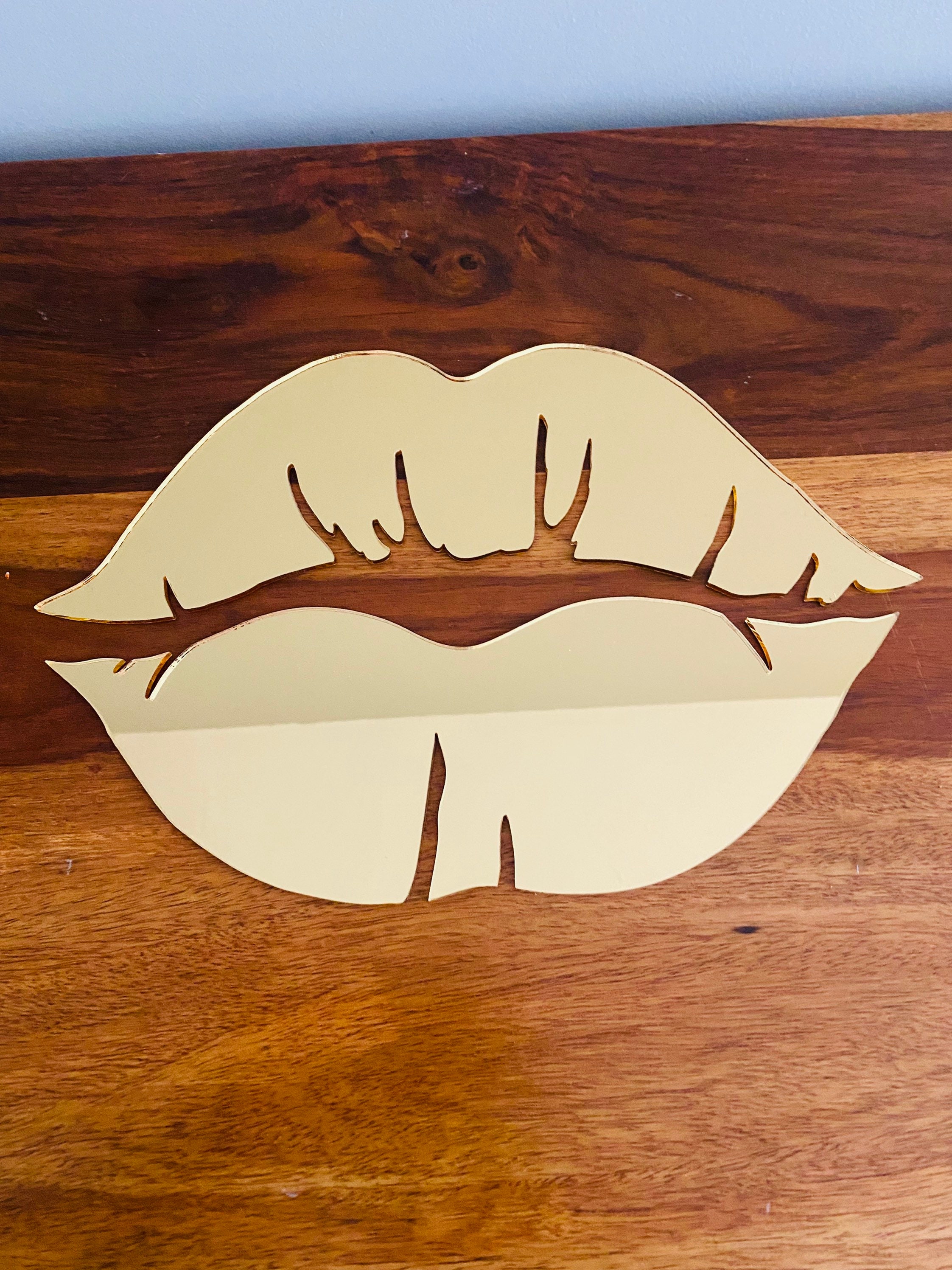MINI Mirror Gold Acrylic Lips Acrylic Lip Decor Wall - Etsy