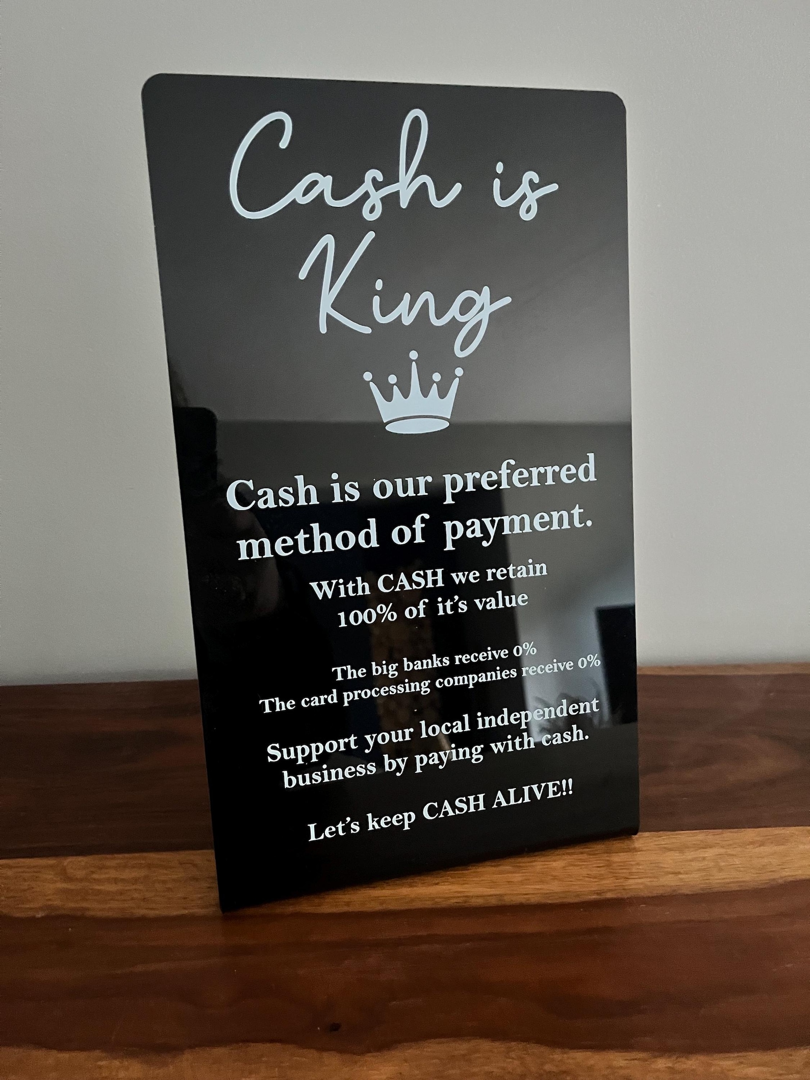 Cash is Queen/king Business Sign - Self Standing - Etsy