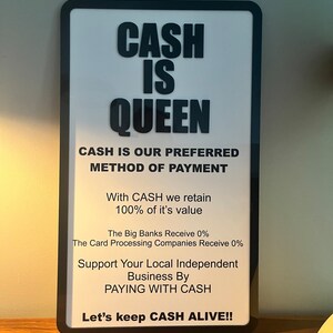 CASH IS QUEEN Business Sign - Etsy