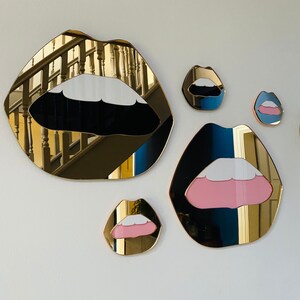 LARGE Gold Lip Mirror Acrylic Mirror Lip Decor Gold Lips With Black - Etsy